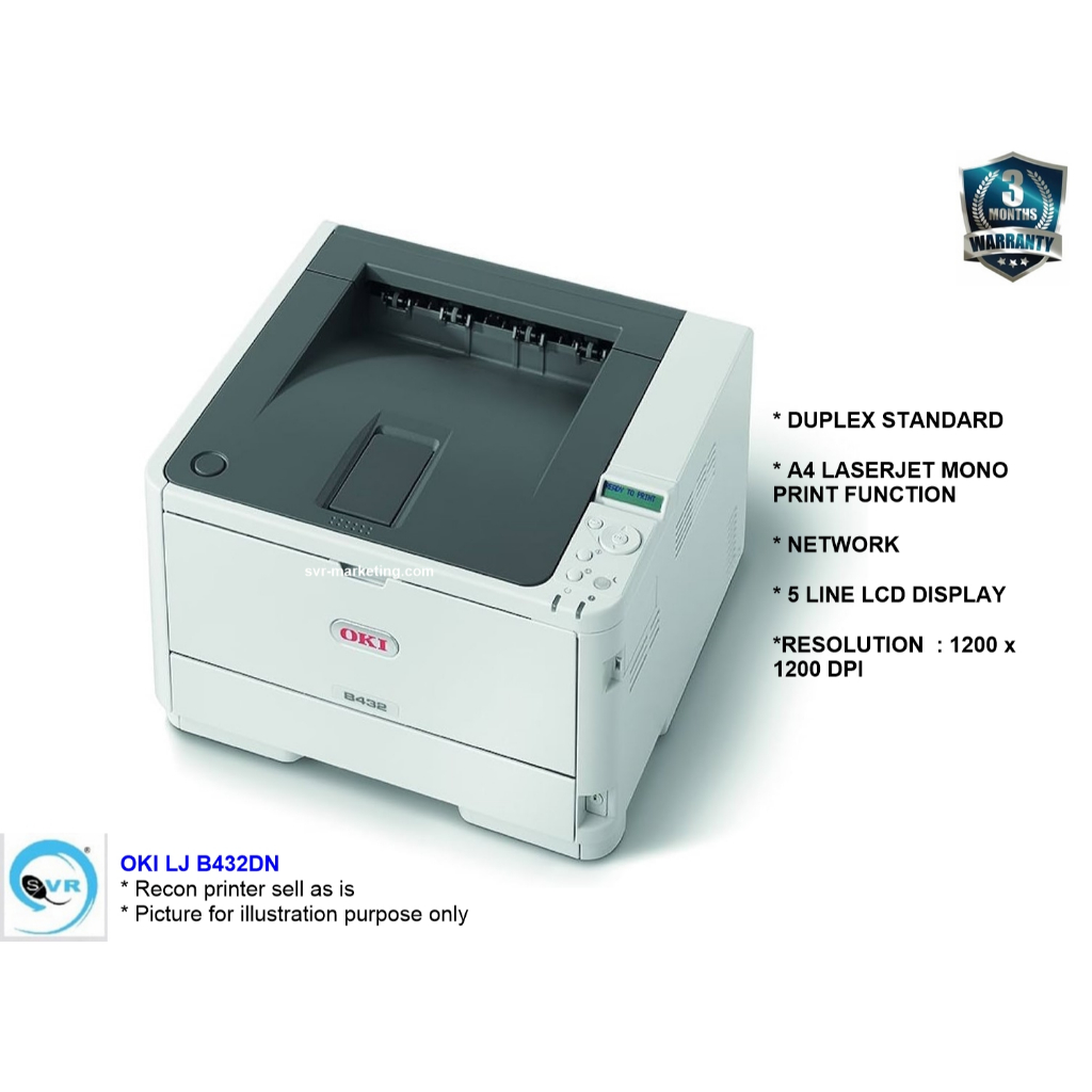 OKI LASERJET B432 PRINTER ( RECON / REFURBISH / USED ) -- 3 MONTH WARRANTY | Shopee Malaysia