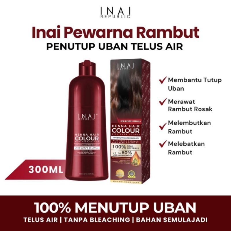 INAI PEWARNA RAMBUT HALAL JENIS SHAMPOO 300ML - (2 WARNA PREMIUM) HENNA ...