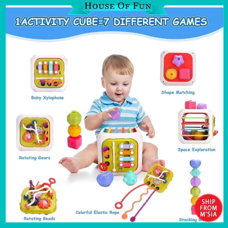Shape Toy Sorting Motor Skill Sensory Baby Kids Cube Educational Shape ...