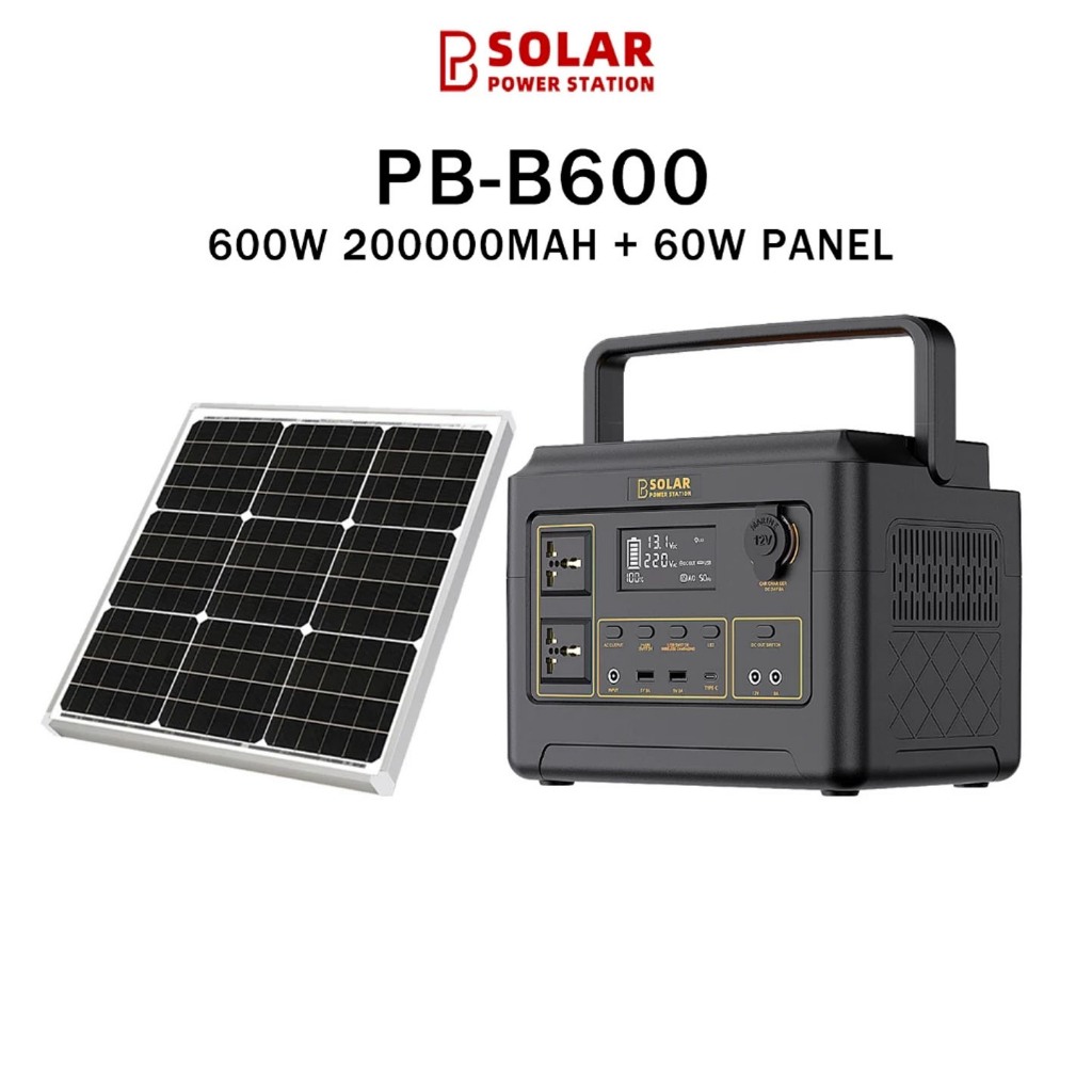PB SOLAR Portable Power Station 220V 600W Output 600Wh New LiFePO4 for ...