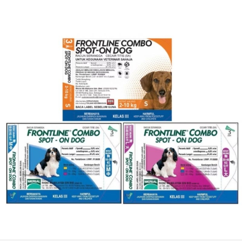 Frontline combo spot on Dog. Anti- flea & tick. racun serangga cacair titis. 跳蚤药 | Shopee Malaysia