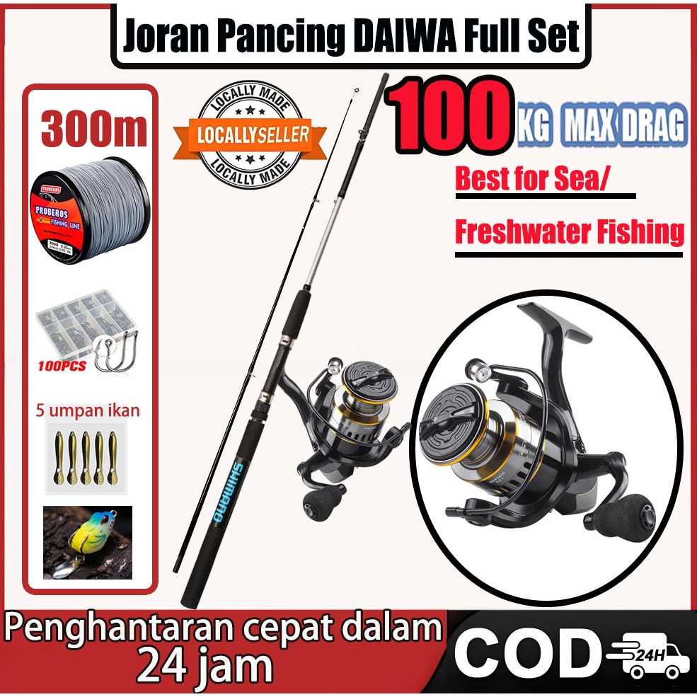 DAIWA Fishing rod set joran pancing 1 Set Fishing Rod Spinning Reel ...