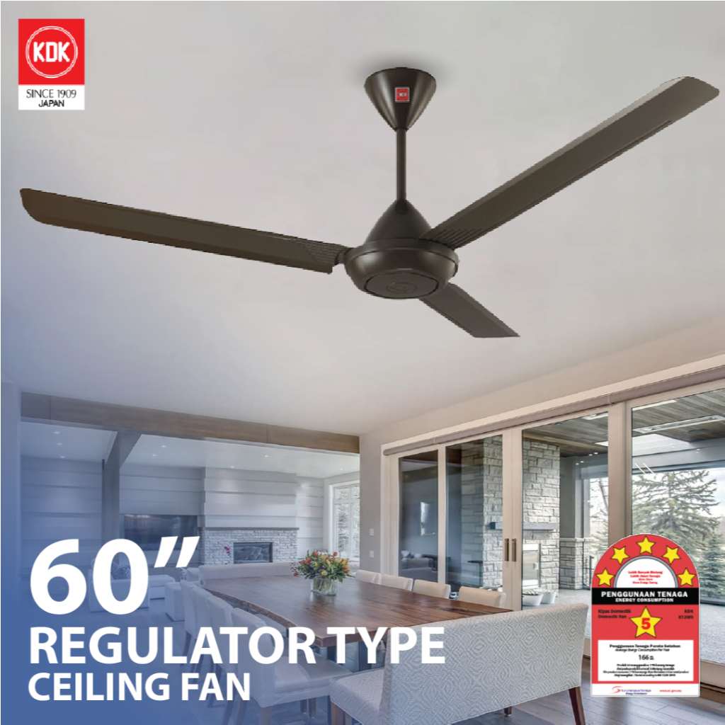 KDK 60” Ceiling Fan K15VO/PBR Brown Ceiling Fan Kipas Siling 3 Blades ...