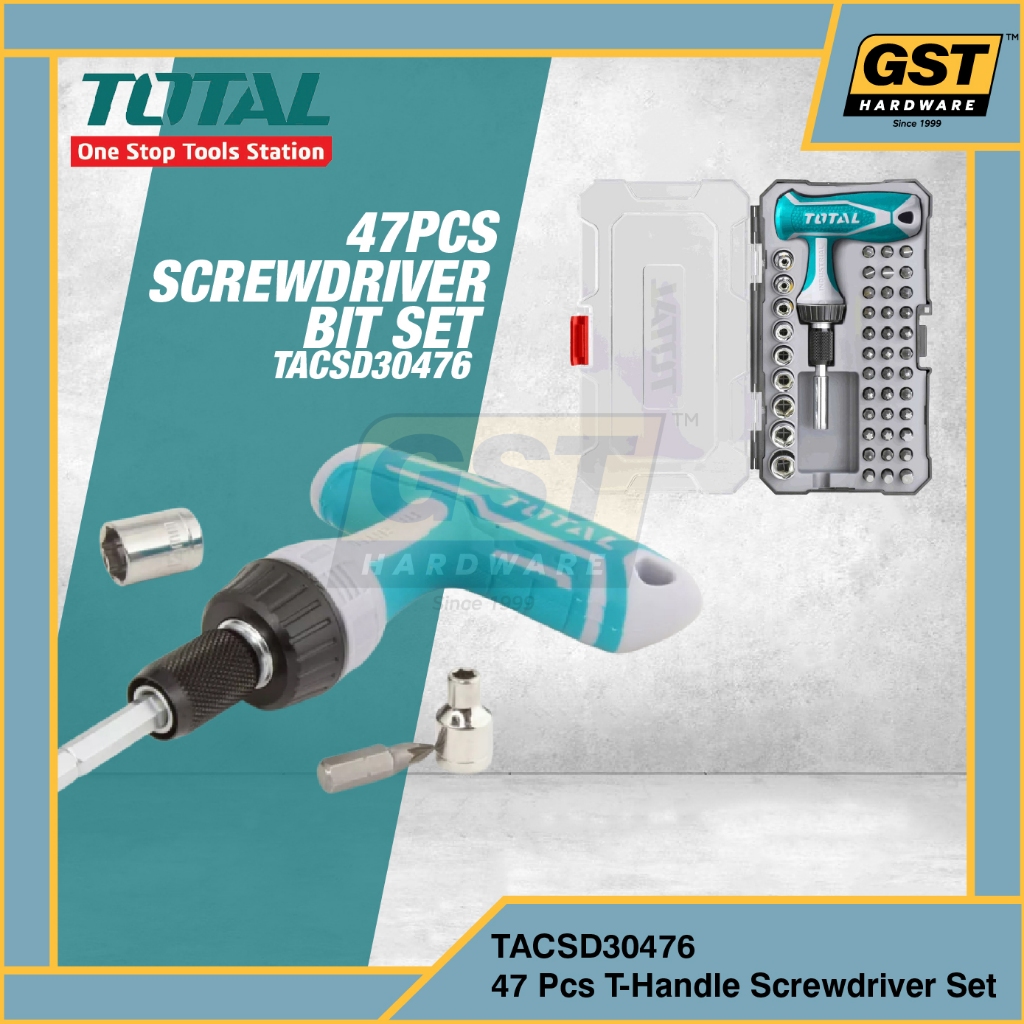 Total 47 Pcs T-Handle Wrench Screwdriver Set TACSD30476 Screw Driver ...