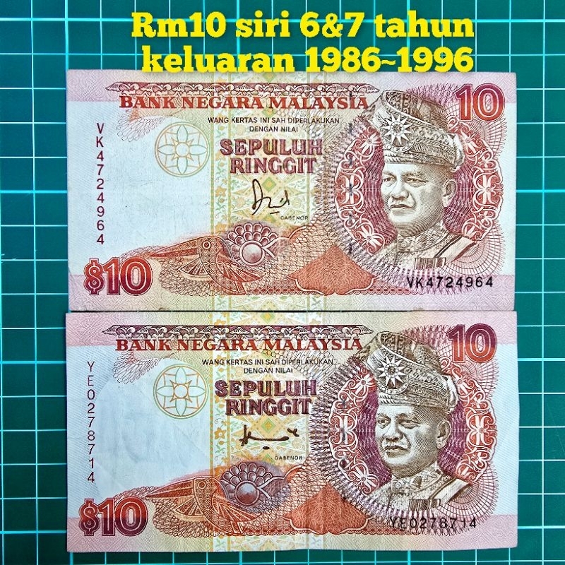 (A197) rm10 siri 6&7 duit kertas lama Rm10 lama mata wang lama kedai duit lama barang lama ...