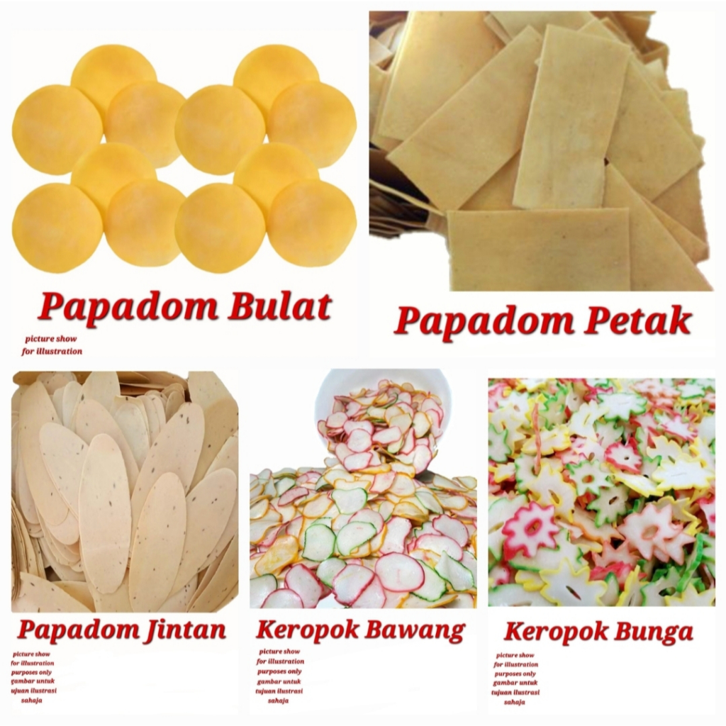 Papadom/ Papadam/ Papadom Jintan/ Papadom Bulat/ Papadom Petak/ Keropok ...