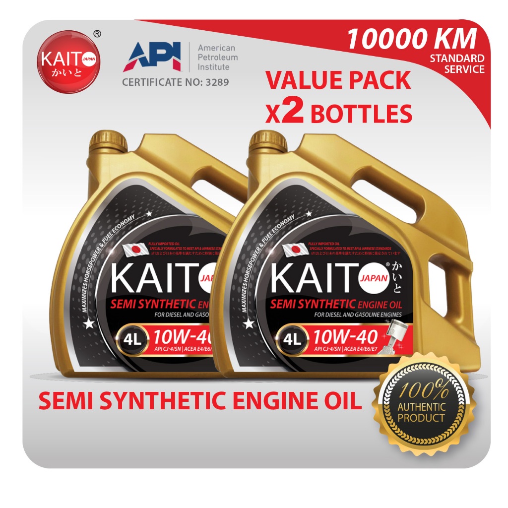 Kaito Japan 10W40 Semi Synthetic Engine Oil CJ4/SN - 4 Liters X 2 ...