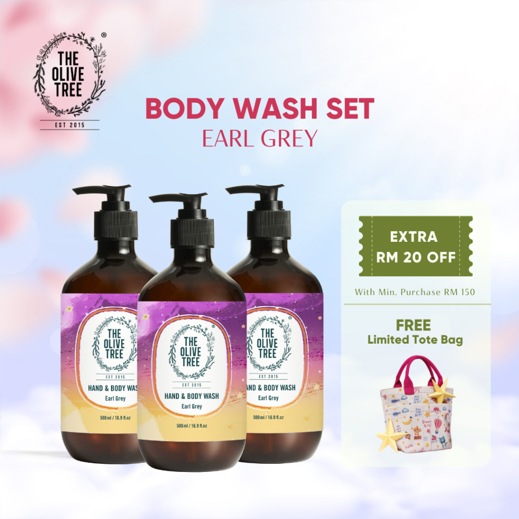The Olive Tree Earl Grey Body Wash Combo ( 500mlx3 ) For Dry / Itchy / Moisturizing / Natural ...