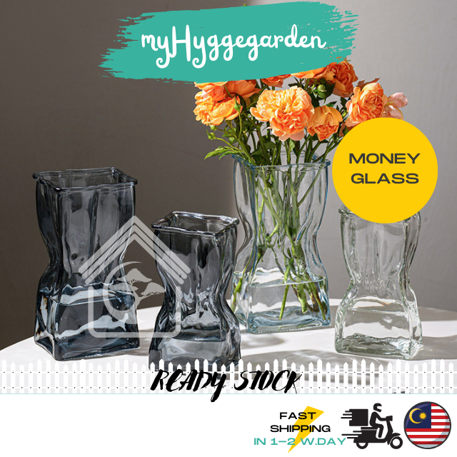 [GLASS] Transparent Design Money Vase Home Office Display Deco Flower ...