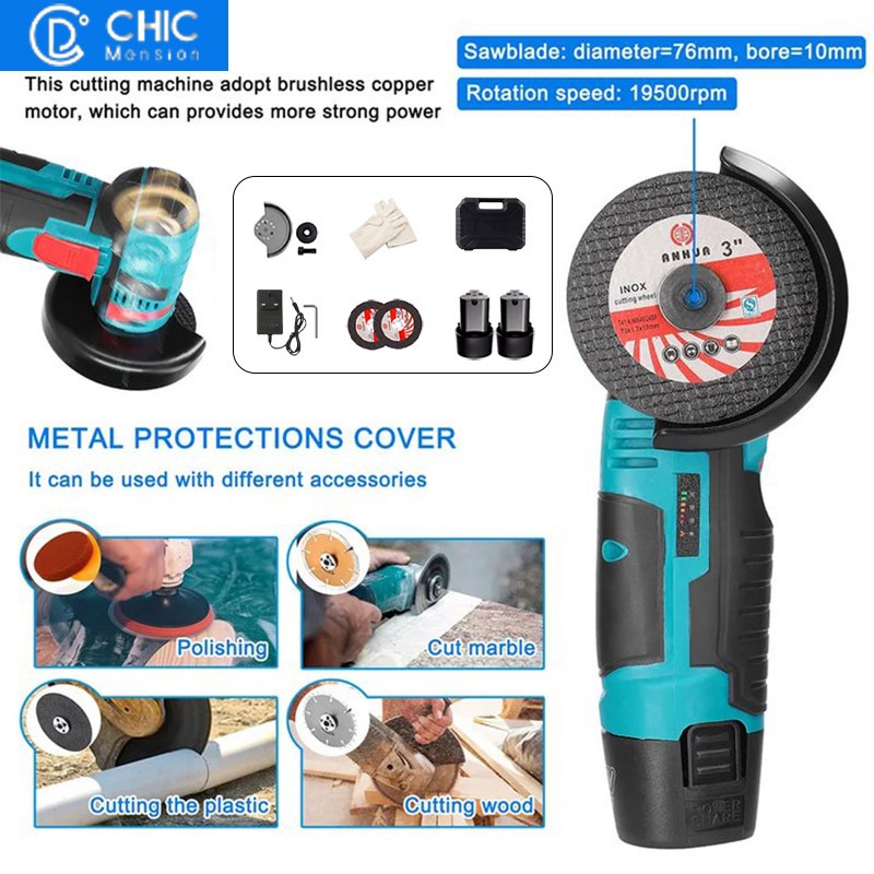 🔥CHIC🔥 "3"inch Mini Angle Grinder Electric Angle Grinder Cordless ...
