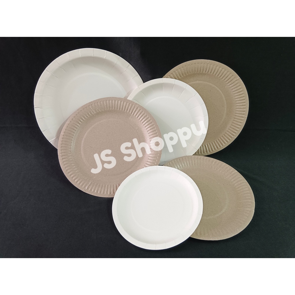 Paper Plate (20pcs±/50pcs±) / White / Brown / Disposable Paper Plate ...