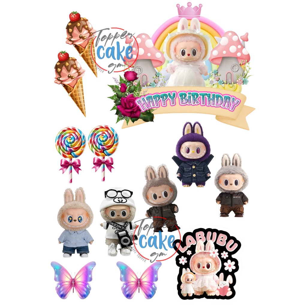 LABUBU PINK Topper Cake (CUSTOM NAME) | Shopee Malaysia