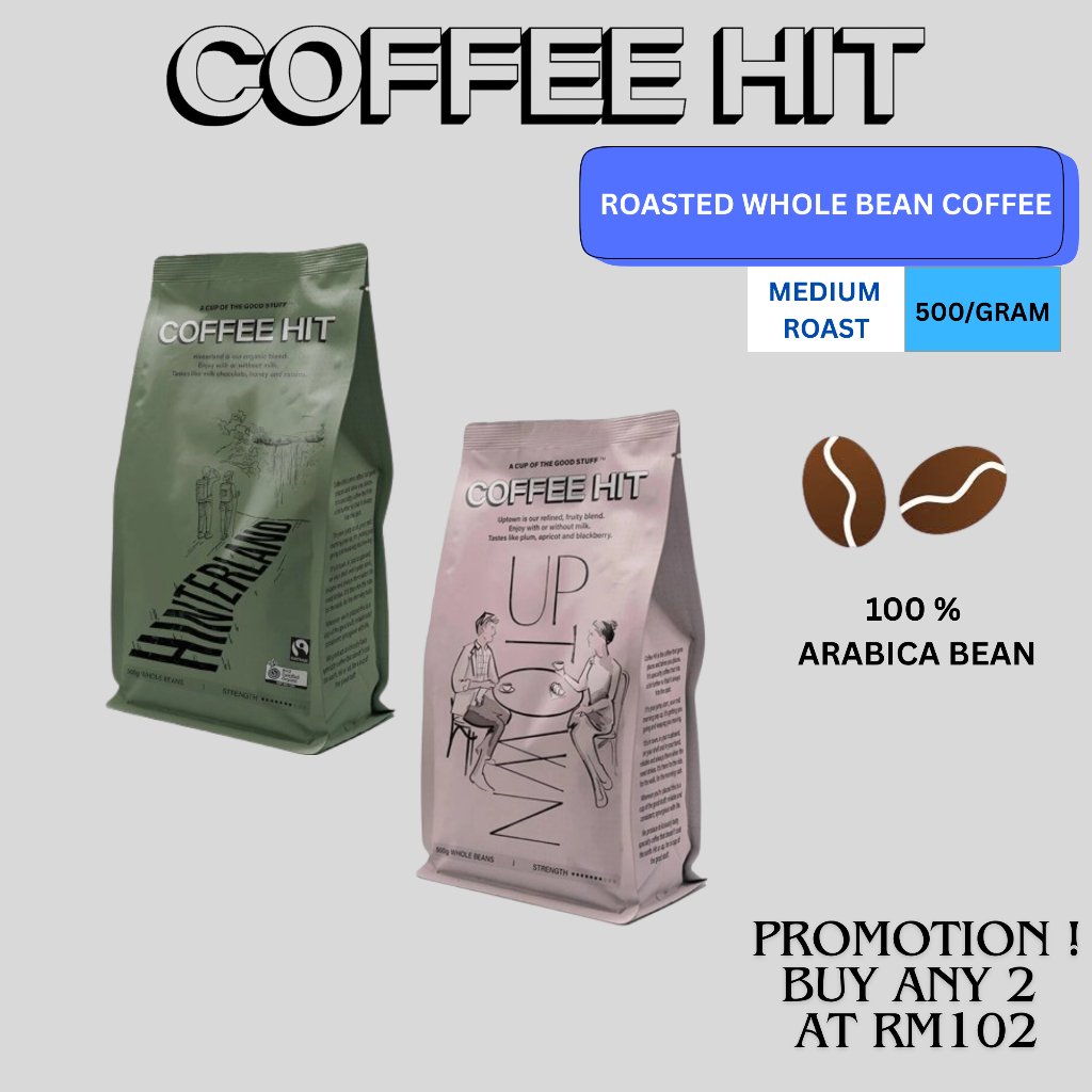 Uptown / Hinterland Coffee Hit Roasted Whole Coffee Bean 500G | Shopee ...