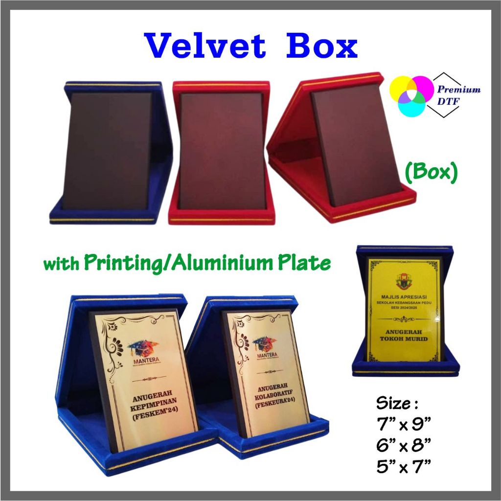 Velvet Box / Plaque Kayu Baldu untuk Cenderahati / Penghargaan ...