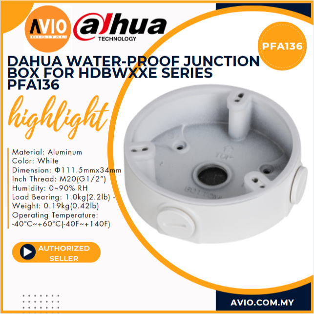 Dahua Outdoor Weatherproof CCTV Camera Aluminum Junction Box Wall Ceiling Mount Bracket White ...