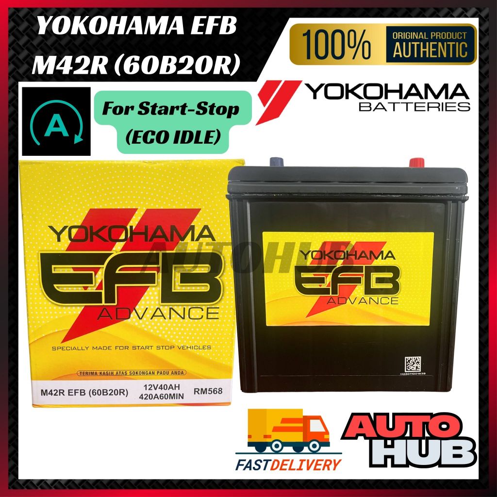 YOKOHAMA ADVANCE EFB M42R | M42L | 60B20R | 60B20L Battery Start Stop Perodua Myvi ECO Bezza ...