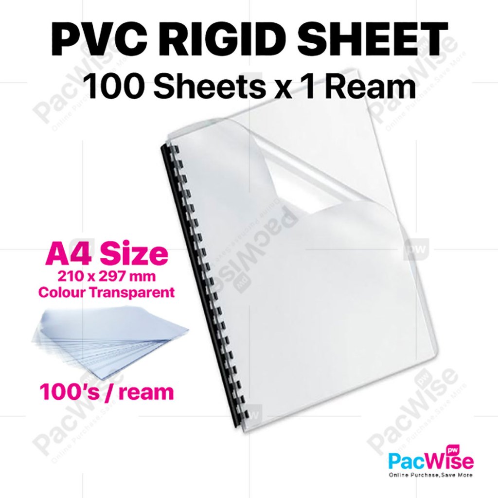 A4 PVC Rigid Sheet – Binding Cover / Transparent Plastic Kulit Buku / A4 Paper Cover (100 Sheets ...