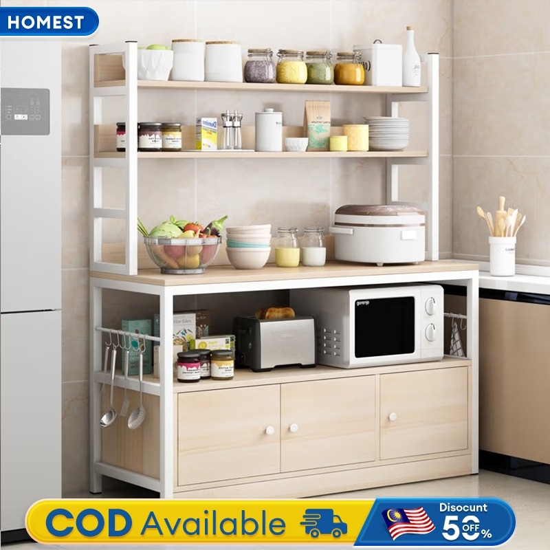 HM Kitchen Dish Rack Cabinets With Doors Multilayer Cupboards Microwave ...