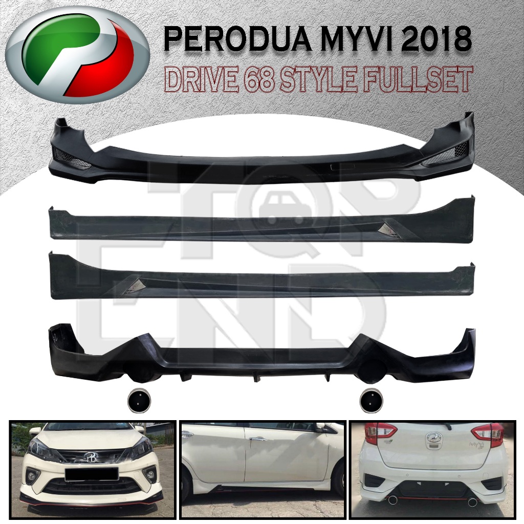 PERODUA MYVI 2018-2021 DRIVE 68 STYLE FULLSET {FRONT SKIRT/SIDE SKIRT ...