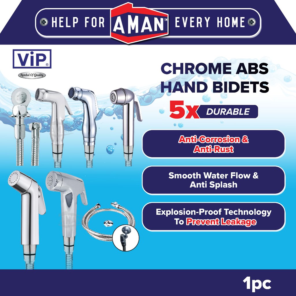 VIP 1.2m Chrome ABS Hand Bidet With Stainless Steel Hose Bidet Spray ...