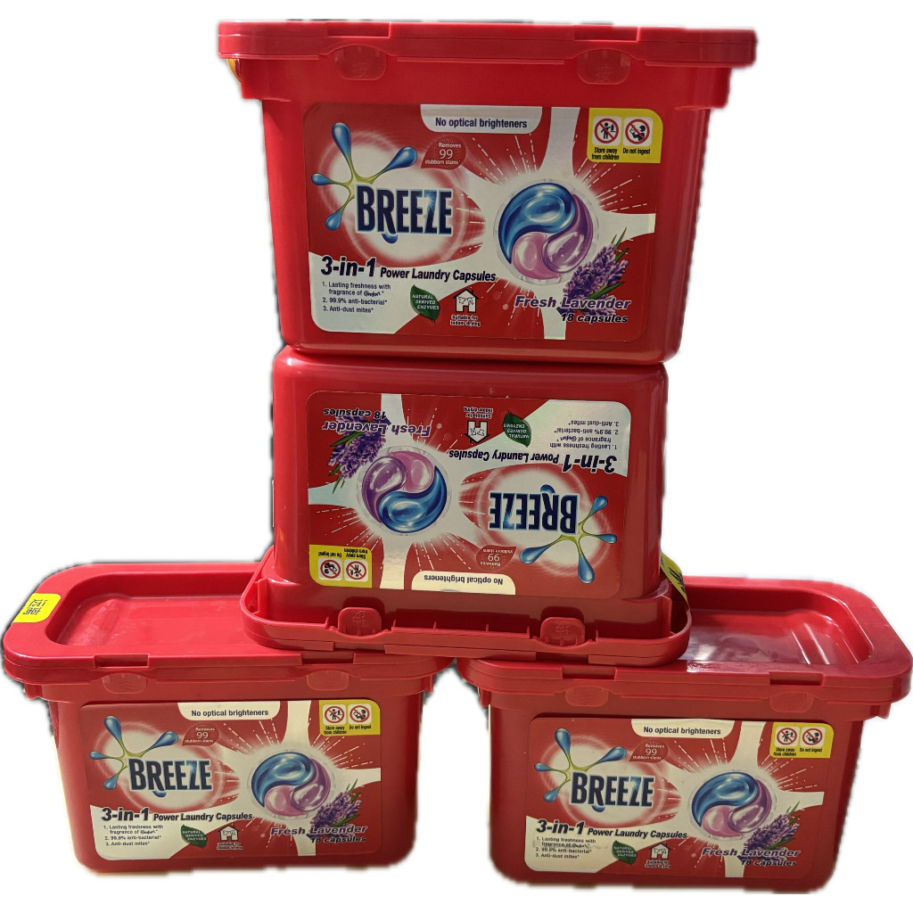 *BUY 3 FREE 1* BREEZE 3 IN 1 POWER LAUNDRY CAPSULES FRESH LAVENDER (18 ...