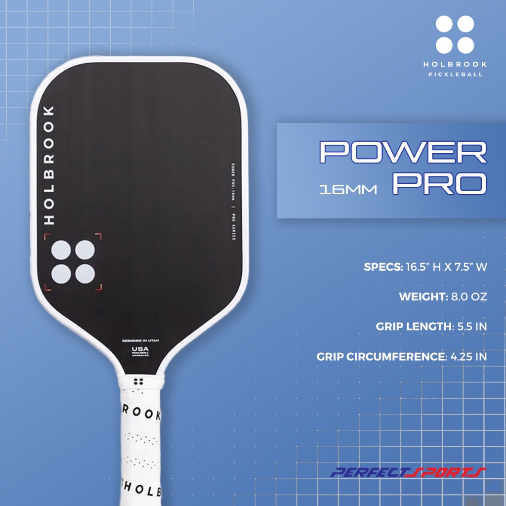 Holbrook Power Pro 16mm White Pickleball Paddle | Shopee Malaysia