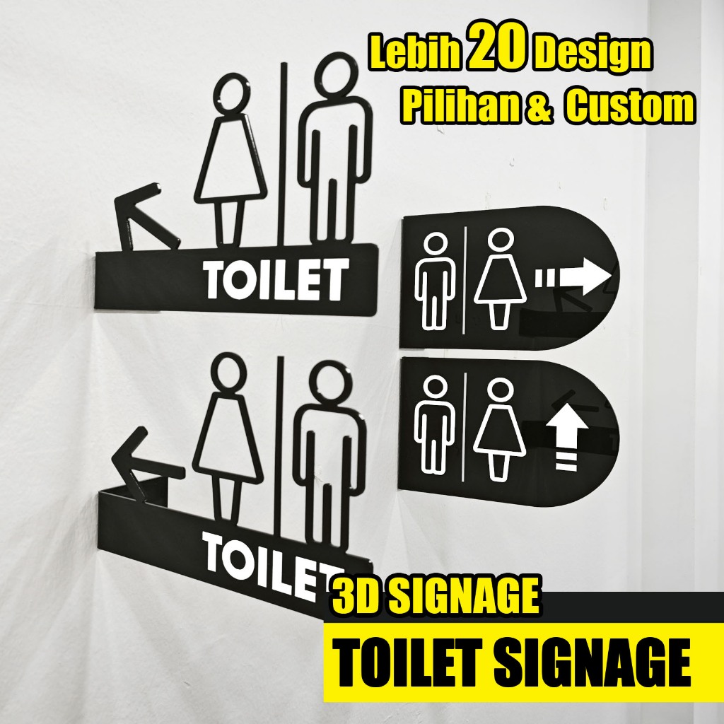 Toilet sign board papan tandas toilet arrow signage washroom signage ...