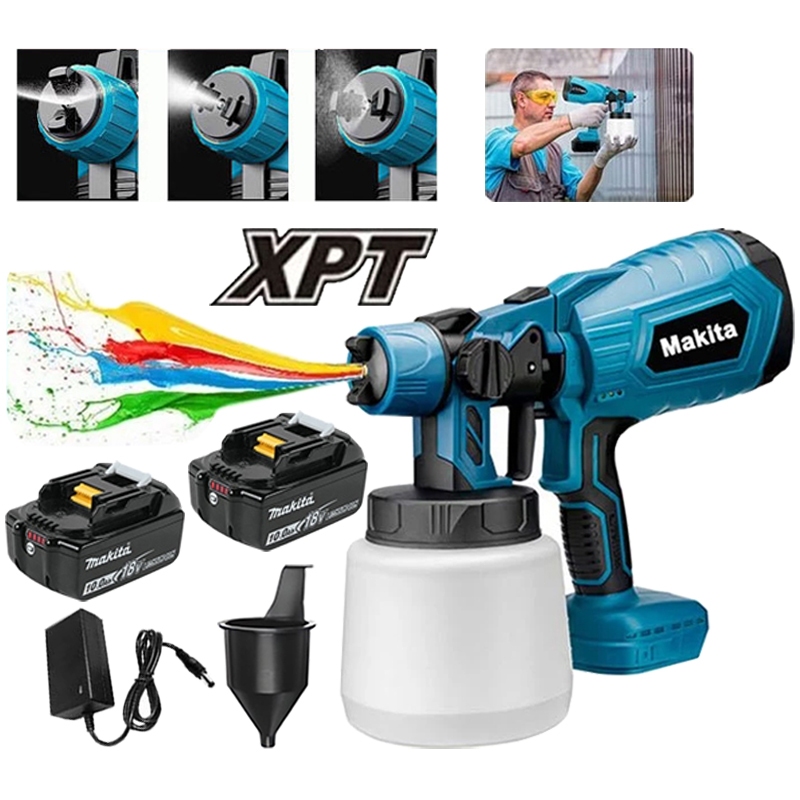 18V cordless paint gun with two electric and one charge portable multi ...