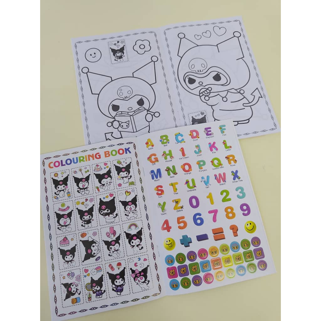 Buku Mewarna Fancy Kuromi dengan Pelekat / Fancy Kuromi Colouring Book ...