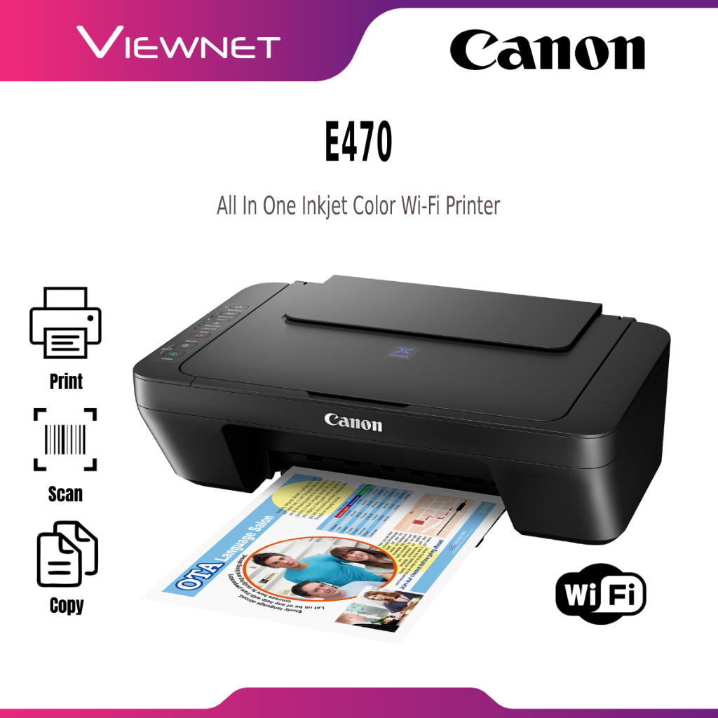 CANON PIXMA E470 INKJET COMPACT ALL-IN-ONE COLOR PRINTER PRINT, SCAN ...
