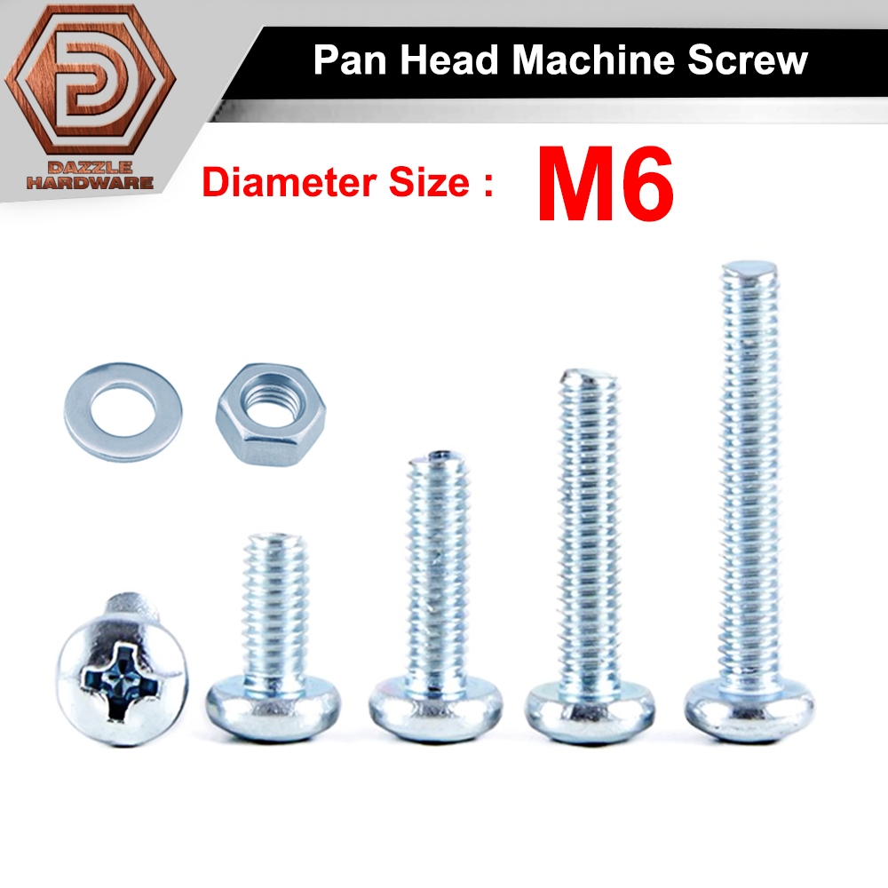 [ M6 ] Pan /+ head machine screw with flat washer and nut set skru ...