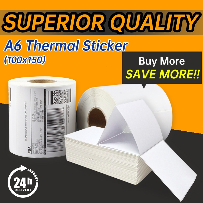 Thermal Paper Label Sticker A6 10cm x 15cm Thermal AWB Consignment Note ...