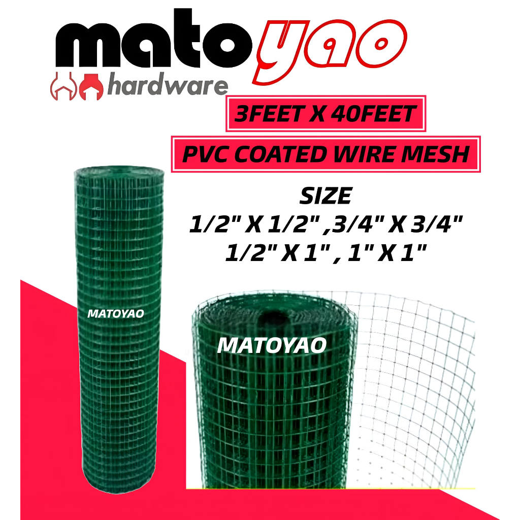 3 Feet x 40 Feet/3 Kaki x 40 Kaki Mesh Pvc Coated Galvanized Netting ...