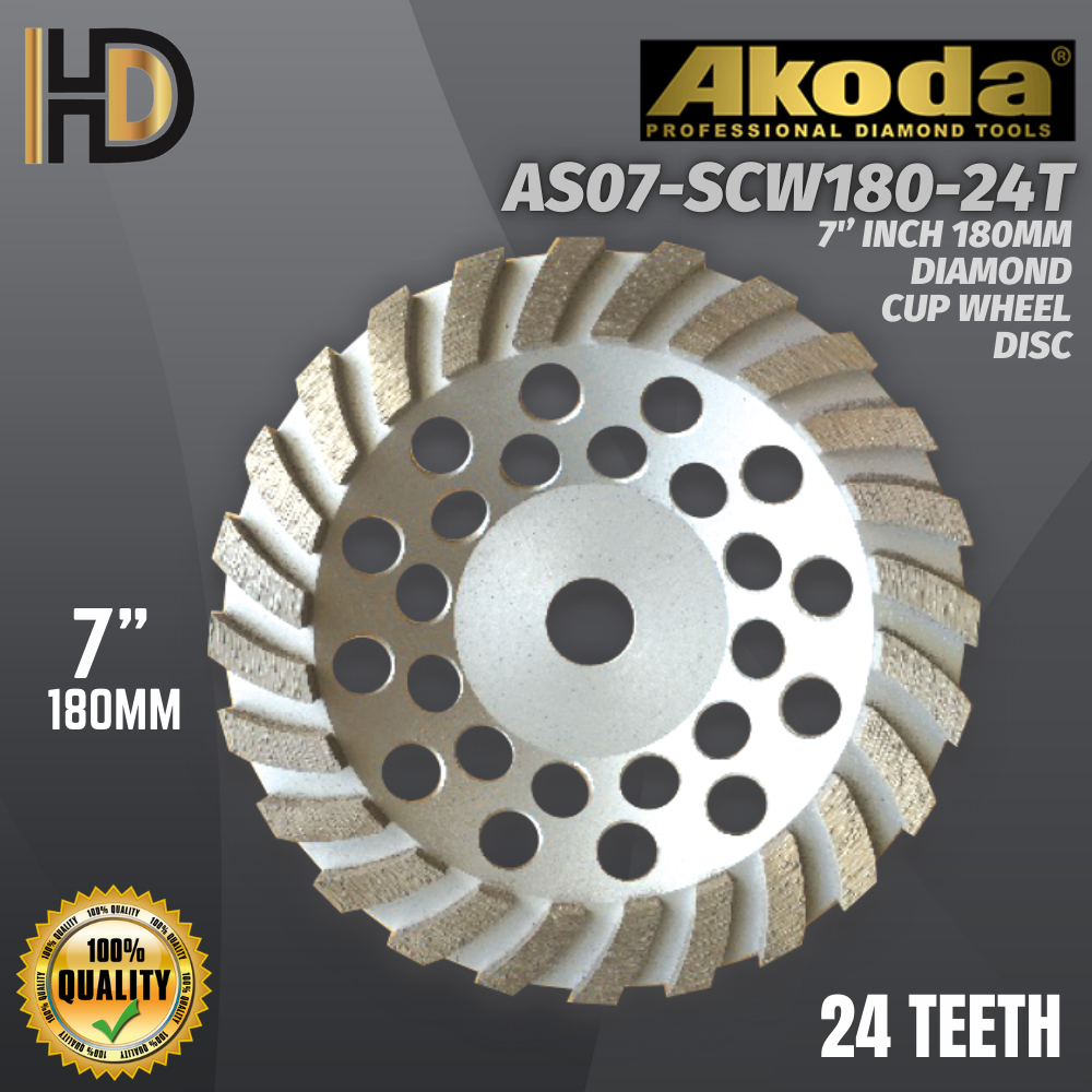 AKODA 7'' 180MM Diamond Cup Wheel / AKODA AS07-SCW180-24T DIamond CUp ...