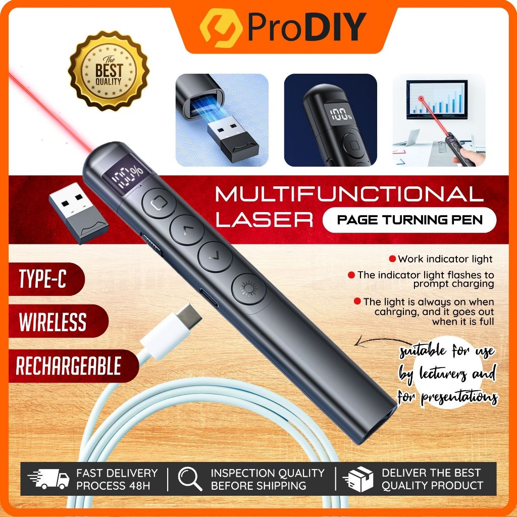 S7 Wireless Multifuctional Laser Page Turning Pen USB Type-C Remote Pen ...