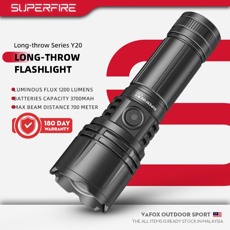 Superfire Y20 Lampu Suluh Jarak Juah 760meter Rechargeable Torchlight Telescopic Zoomable 4 ...