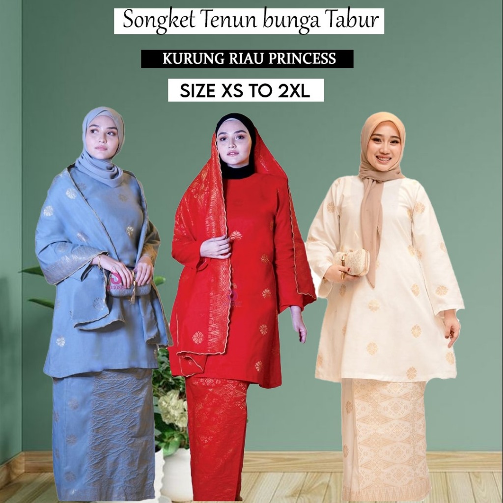 Size S - 2XL | Kurung Riau Princess | Songket Tenun | Baju kurung ...