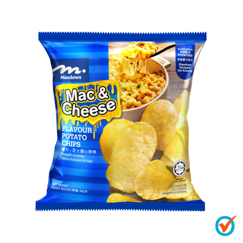 Meadows Potato Chips 60g - Mac & Cheese | Shopee Malaysia