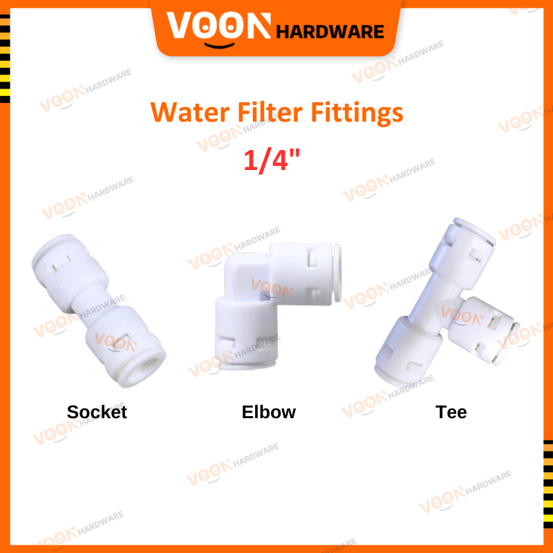 VOON Water Filter Fitting Connector 1/4” RO Tube Hose 6mm Union Socket ...