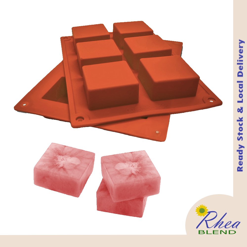 Square 6 Cavity Silicone Mould Handmade Soap 60gr Mini Cake Mold Craft Acuan Kuih Sabun Kek