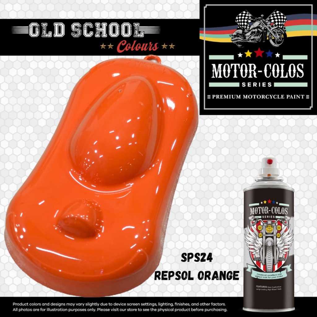 MOTOR-COLOS SPS24 REPSOL ORANGE STANDARD COLOUR AEROSOL SPRAY PAINT 400ML / MOTORCYCLE COLOR ...