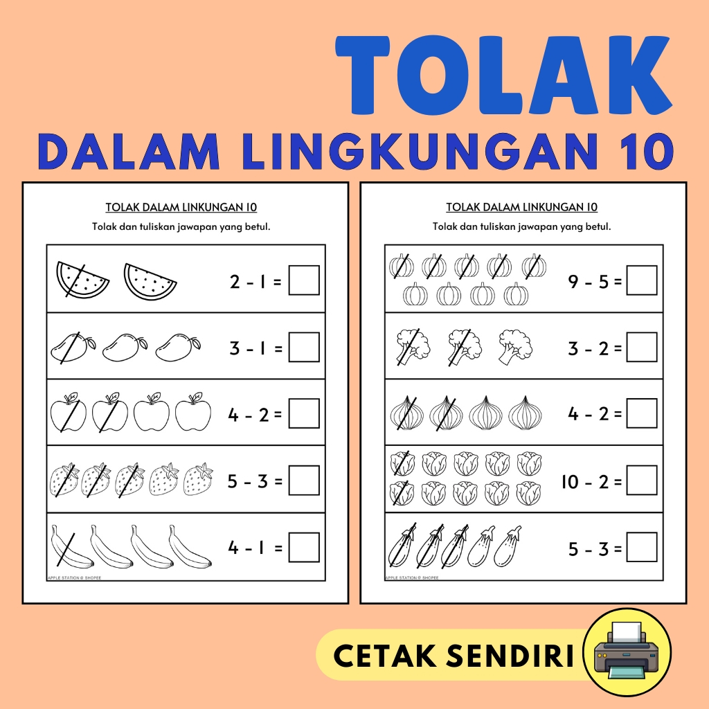 [PDF] Latihan Matematik Tolak dalam Lingkungan 10 untuk Kanak-Kanak ...