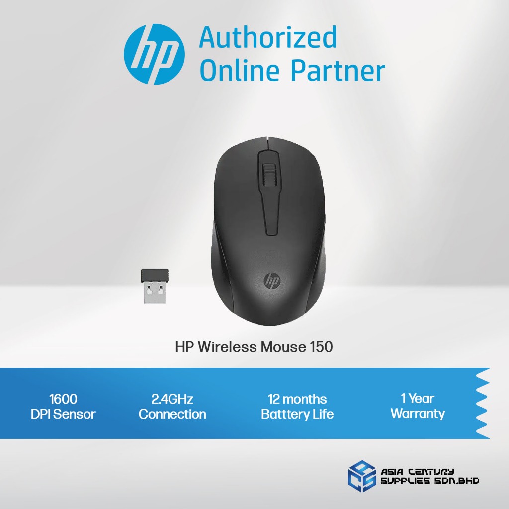 HP 150 Wireless Ergonomic Mouse 2S9L1AA | Shopee Malaysia