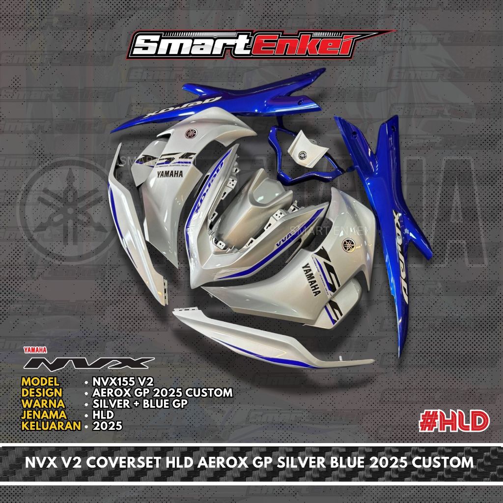 HLD-NVX V2 COVERSET AEROX GP SILVER BLUE 2025 CUSTOM HLD | Shopee Malaysia
