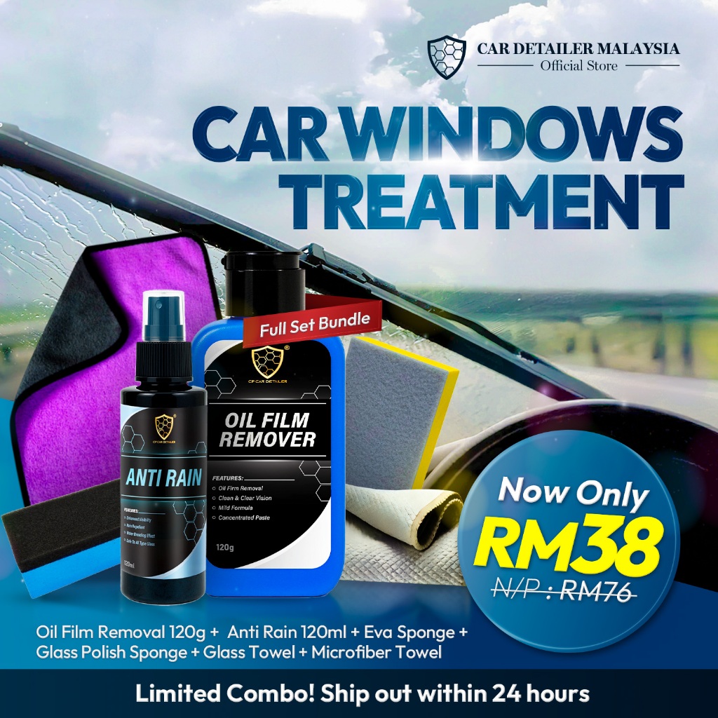 【CP CAR Detailer】Car Windows Treatment Anti Rain Repellent 120ml+Oil ...