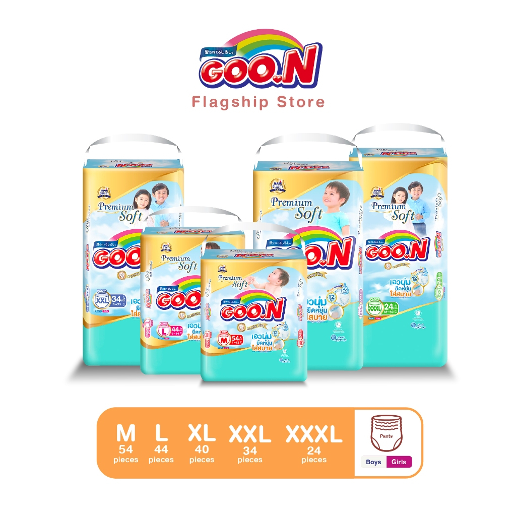 [NEW PACKAGING] GOON Premium Mommy Kiss Pants Super Jumbo Pack M54/ L44/ XL40/ XXL34/ XXXL24 ...