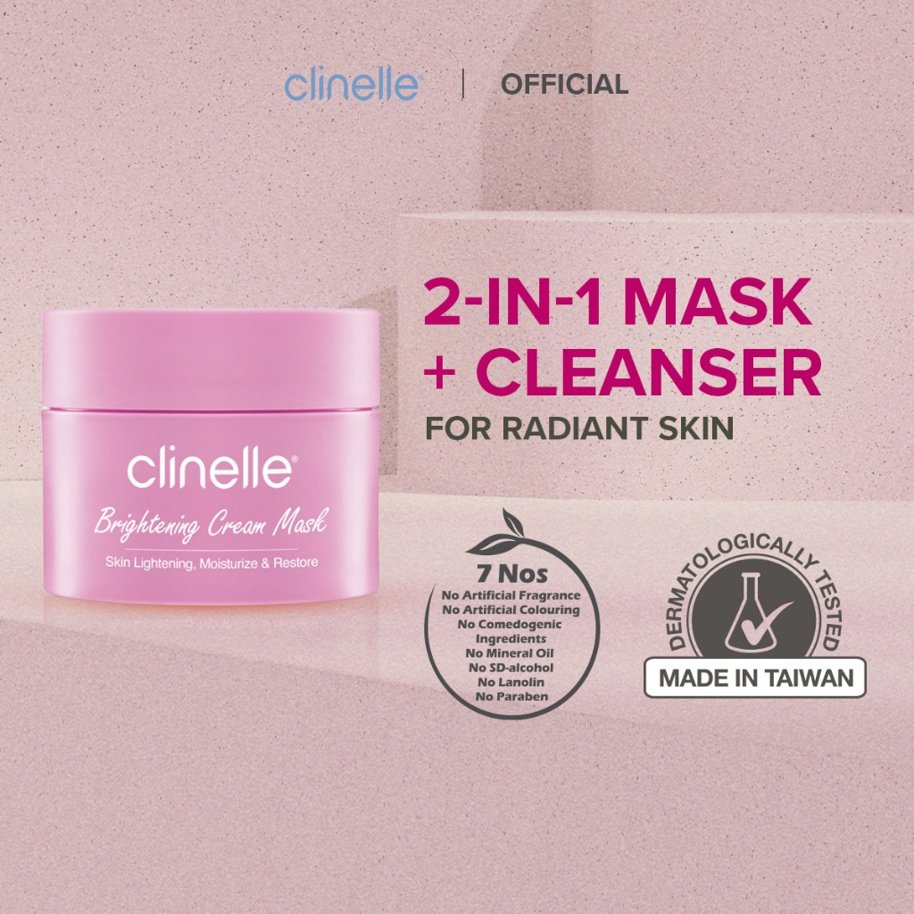 Clinelle Brightening Cream Mask 50ml - 2 in 1 Cleanser + Mask Reduces ...