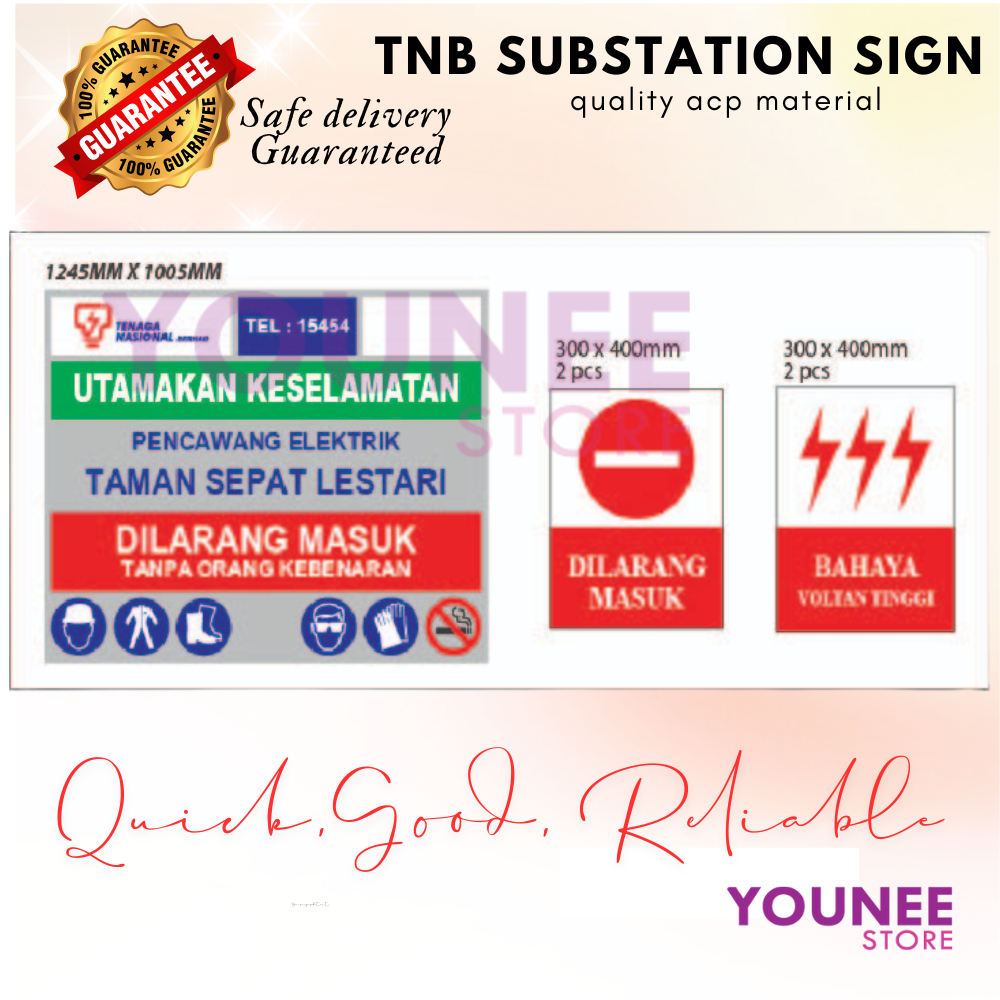Tnb standard sign untuk pencawang elektrik/ tnb sub station signboard ...