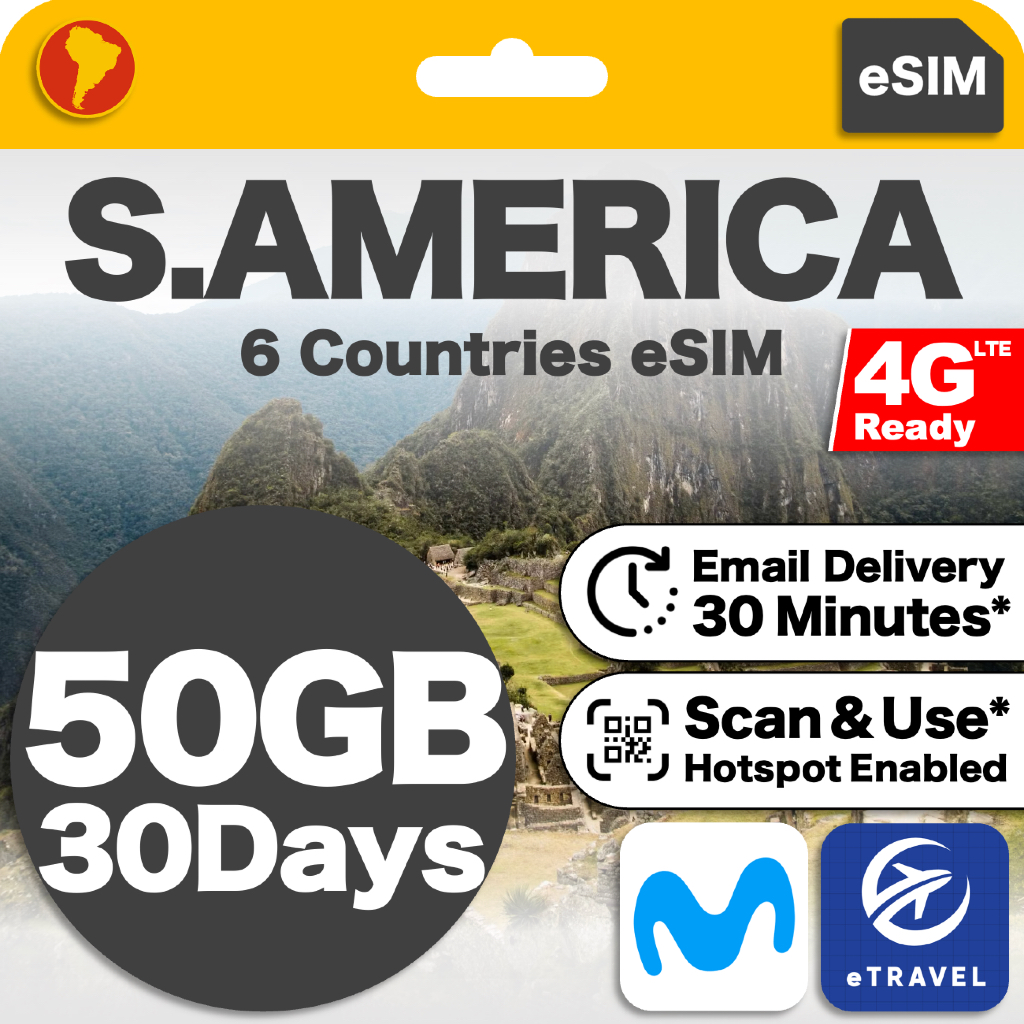 eSIM South America Argentina Brazil Chile Ecuador Peru Uruguay ...