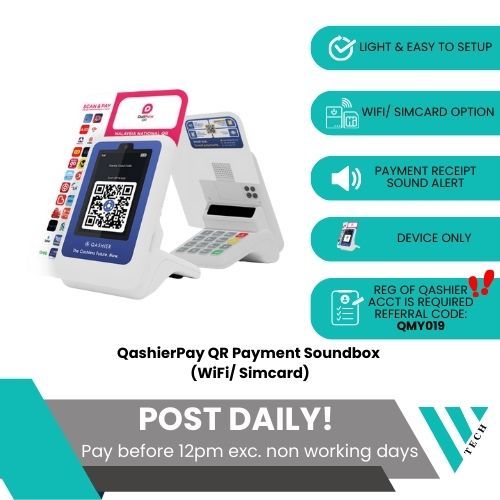 QashierPay QRPay Soundbox eWallet Touch n Go MAE GRAB (WiFi/SimCard ...